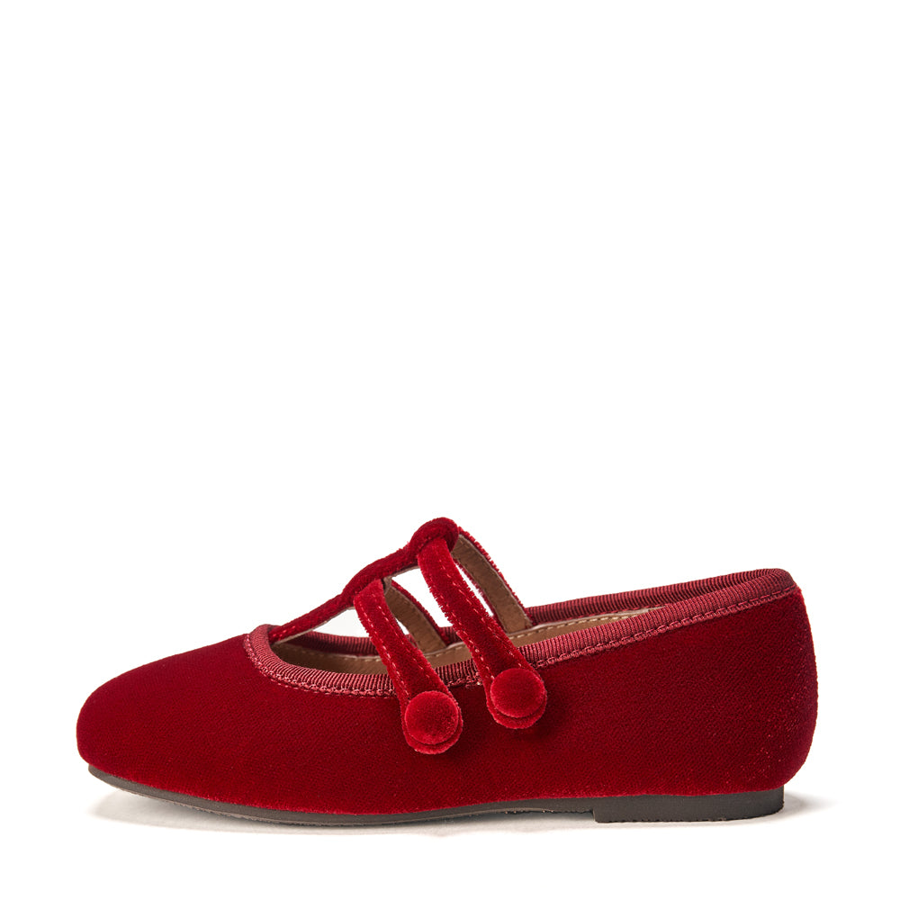 Designer Children Florence Velvet Red Shoes For Girls