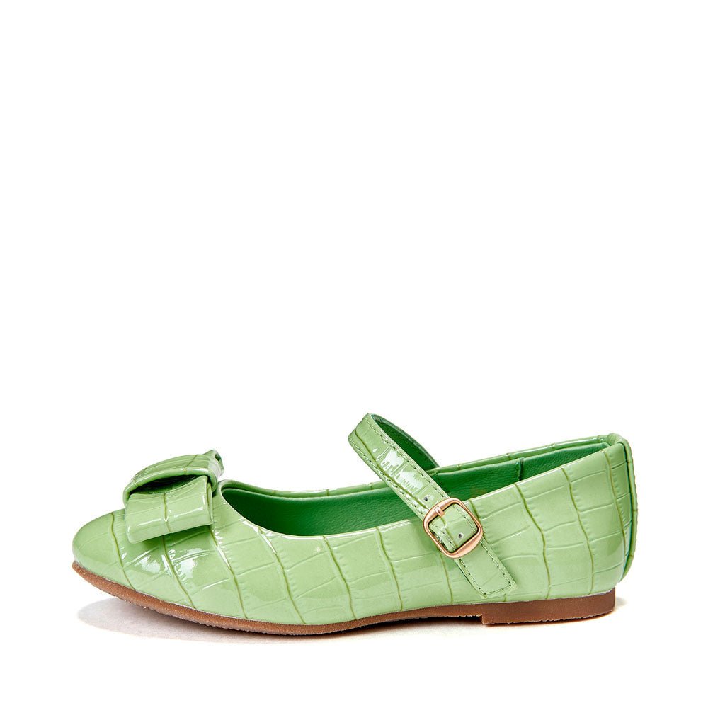 Ellen Croco Green Designer Shoes For Girls By Age Of Innocence