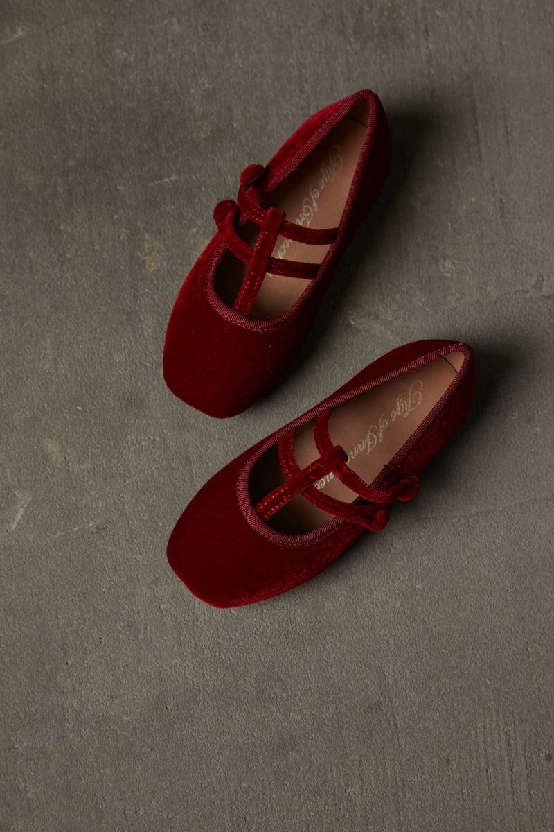 Designer Children Florence Velvet Red Shoes For Girls – Age of Innocence