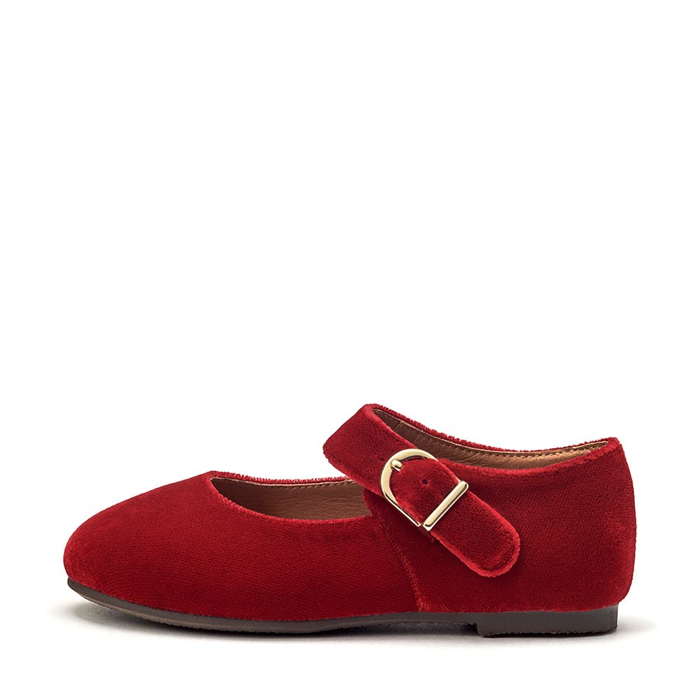 Designer Children Juni Velvet Red Shoes For Girls