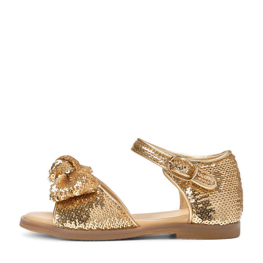 Margo Sequins Gold – Leather Gold Sandals for girls by Age of Innocence