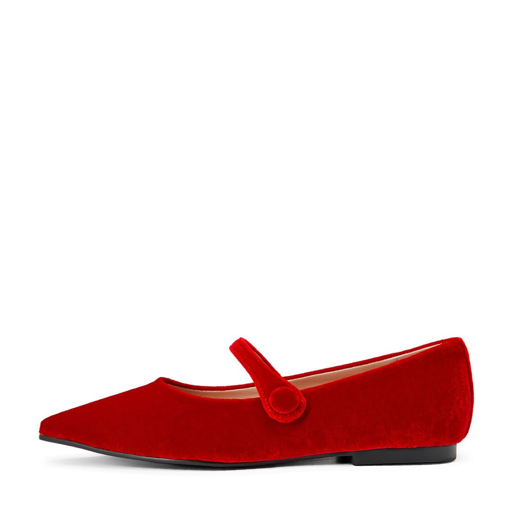 Red Velvet Flats for Women | Thea Velvet Red | Age of Innocence
